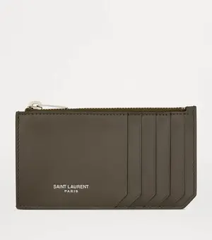 Saint Laurent Leather Zip-up Card Holder