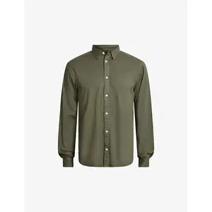 ALLSAINTS Hawthorne Logo-embroidered Slim-fit Stretch Cotton Shirt M Fleur Green
