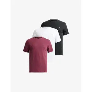 ALLSAINTS Brace Logo-embroidered Pack Of Three Cotton-jersey T-shirts L Mars Red/white