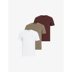 ALLSAINTS Brace Logo-embroidered Pack Of Three Cotton-jersey T-shirts L Red/green/whit