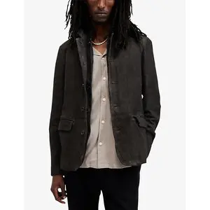 ALLSAINTS Survey Double-layered Leather Blazer - Anthracite Gre
