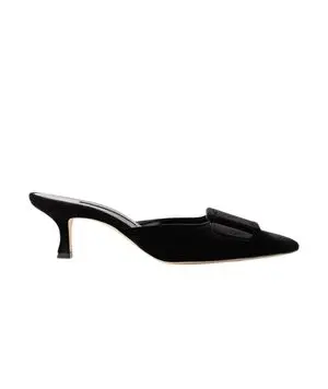 MANOLO BLAHNIK Manolo Blahnik Maysale 50 Buckled Velvet Mules