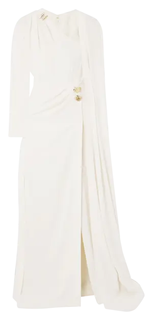 Zuhair Murad Asymmetric Cape-effect Gown - White