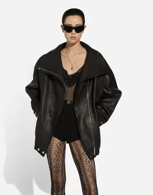 Dolce & Gabbana Oversize Vegetable-tanned Lambskin Biker Jacket