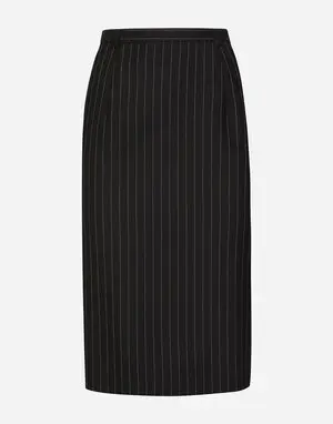 Dolce & Gabbana Pinstripe Wool Calf-length Skirt