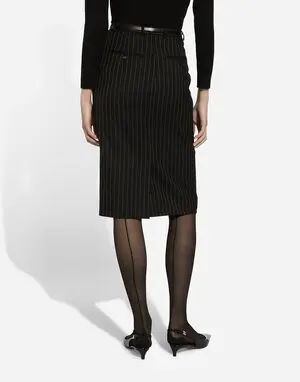 Dolce & Gabbana Pinstripe Wool Calf-length Skirt