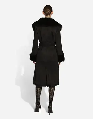 Dolce & Gabbana Shearling Coat With Belt - Black