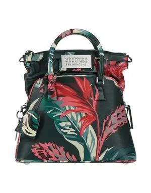 MAISON MARGIELA Leather Tote With Floral Print - Green