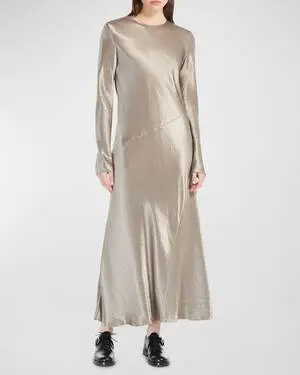 max mara elogio satin maxi dress Max Mara Elogio A-Line Maxi Dress - Turtledove