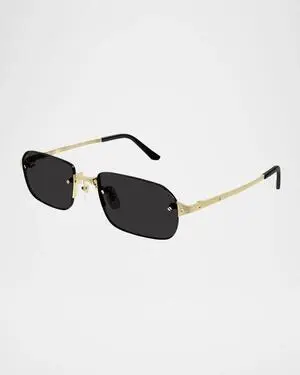 Cartier Metal Rimless Rectangle Sunglasses - Grey