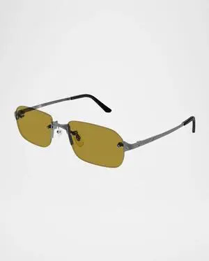 Cartier Cartier Metal Rimless Rectangle Sunglasses Yellow
