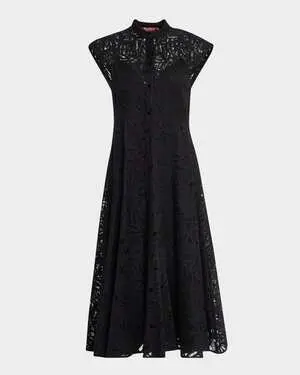 Max Mara Kabuki Lace Midi Dress - Black | Editorialist
