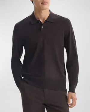 Theory Men & Apos;s Goris Long-sleeve Polo Shirt Hickory