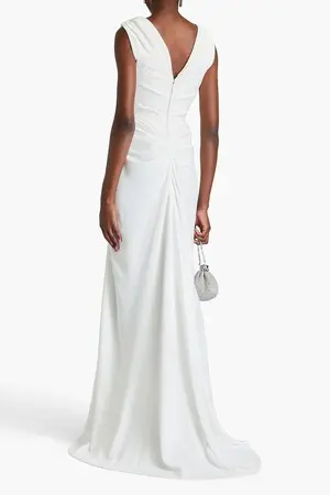 RHEA COSTA Draped Crepe Gown