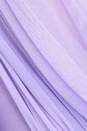 RHEA COSTA One-sleeve Ruched Tulle Gown - Lavender