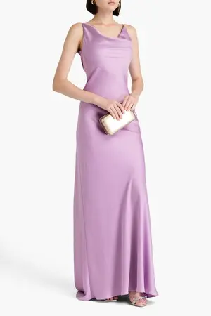 RHEA COSTA Lace-up Draped Gown