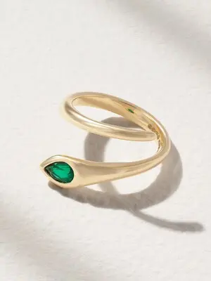 Alison Lou Tear 14-karat Laboratory-grown Emerald Ring - Gold
