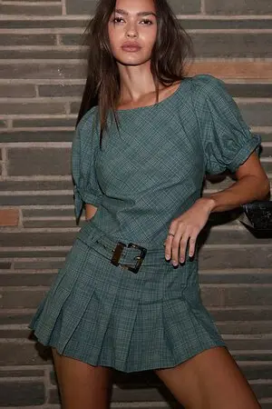 free people by the way plaid mini dress Free People Walk The Walk Plaid Mini in Green
