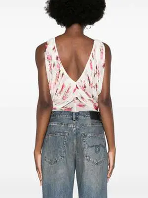 Magda Butrym V-neck Ruched Bodysuit - White