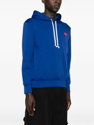 Play Comme Des Garcon Heart-motif Drawstring Hoodie - Blue
