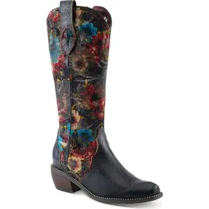 SPRING STEP SHOES Rodeoqueen Knee High Western Boots - Black Multi