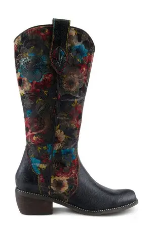 SPRING STEP SHOES Rodeoqueen Knee High Western Boots - Black Multi