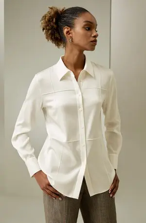 Lilysilk Sprezzatura Silk Blouse - Natural White