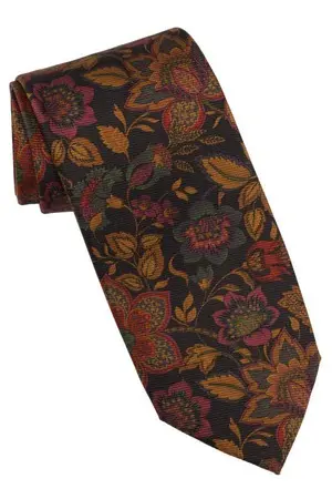 ELIZABETTA Calvino Extra Long Printed Neck Tie - Black