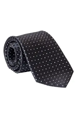 ELIZABETTA Elizabetta Barbera Extra Long Silk Jacquard Neck Tie Black