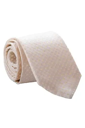 ELIZABETTA Elizabetta Barbera Extra Long Silk Jacquard Neck Tie Champagne
