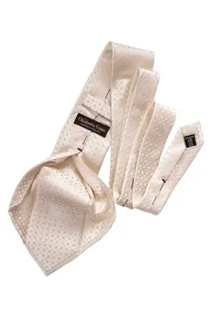ELIZABETTA Barbera Extra Long Silk Jacquard Neck Tie - Champagne