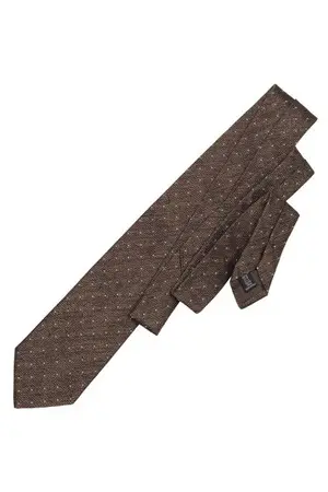 ELIZABETTA Mattei Silk Grenadine Neck Tie - Brown