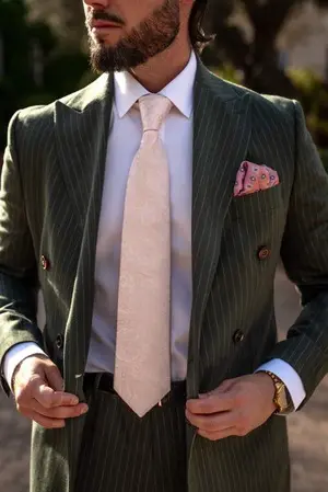 ELIZABETTA Montecarlo Silk Jacquard Neck Tie - Pink