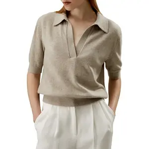 Lilysilk Baby Cashmere Polo Sweater - Camel