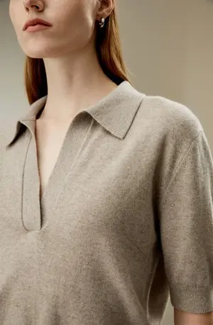 Lilysilk Baby Cashmere Polo Sweater - Camel