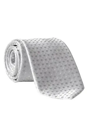 ELIZABETTA Barbera Silk Jacquard Neck Tie - Silver