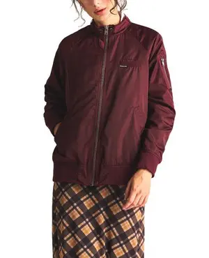 MEMBERS ONLY Satin Bomber Jacket - Dark Red