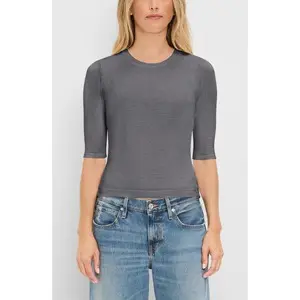 Michael Stars Maeve Elbow Sleeve Rib T-shirt - Thunder