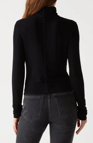Michael Stars Tara Rib Turtleneck - Black