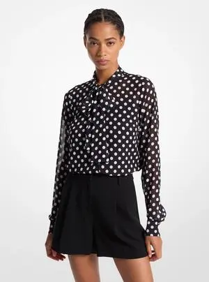 Michael Kors Polka Dot Georgette Blouse - Black