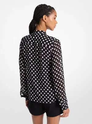 Michael Kors Polka Dot Georgette Blouse - Black