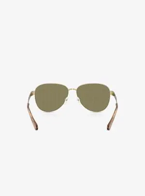 Michael Kors Biarritz Aviator Sunglasses - Gold