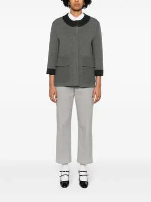 Thom Browne Contrasting-trim Wool-blend Cardigan Coat