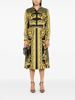 Versace La Coupe Des Dieux Silk Shirt Dress - Black