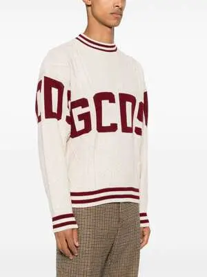 Gcds Band-logo Sweater - Neutrals