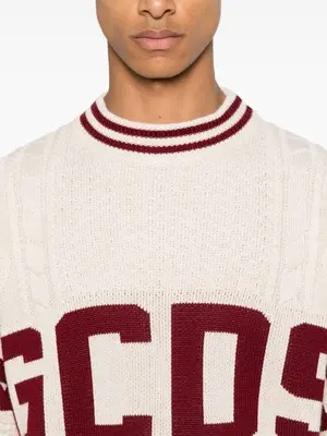 Gcds Band-logo Sweater - Neutrals
