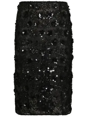 Dolce & Gabbana Sequin-embellished Tweed Skirt - Black