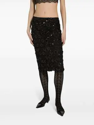 Dolce & Gabbana Sequin-embellished Tweed Skirt - Black