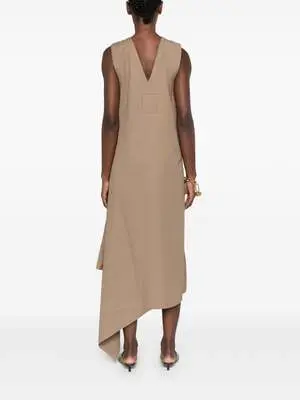 UMA WANG V-back Draped Dress - Brown