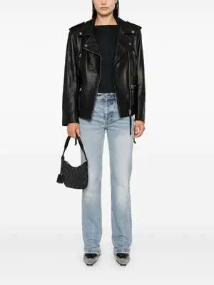Remain Birger Christensen Leather Biker Jacket - Black